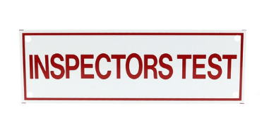 INSPECTORS TEST SIGN (6X2) - Fire Protection Parts